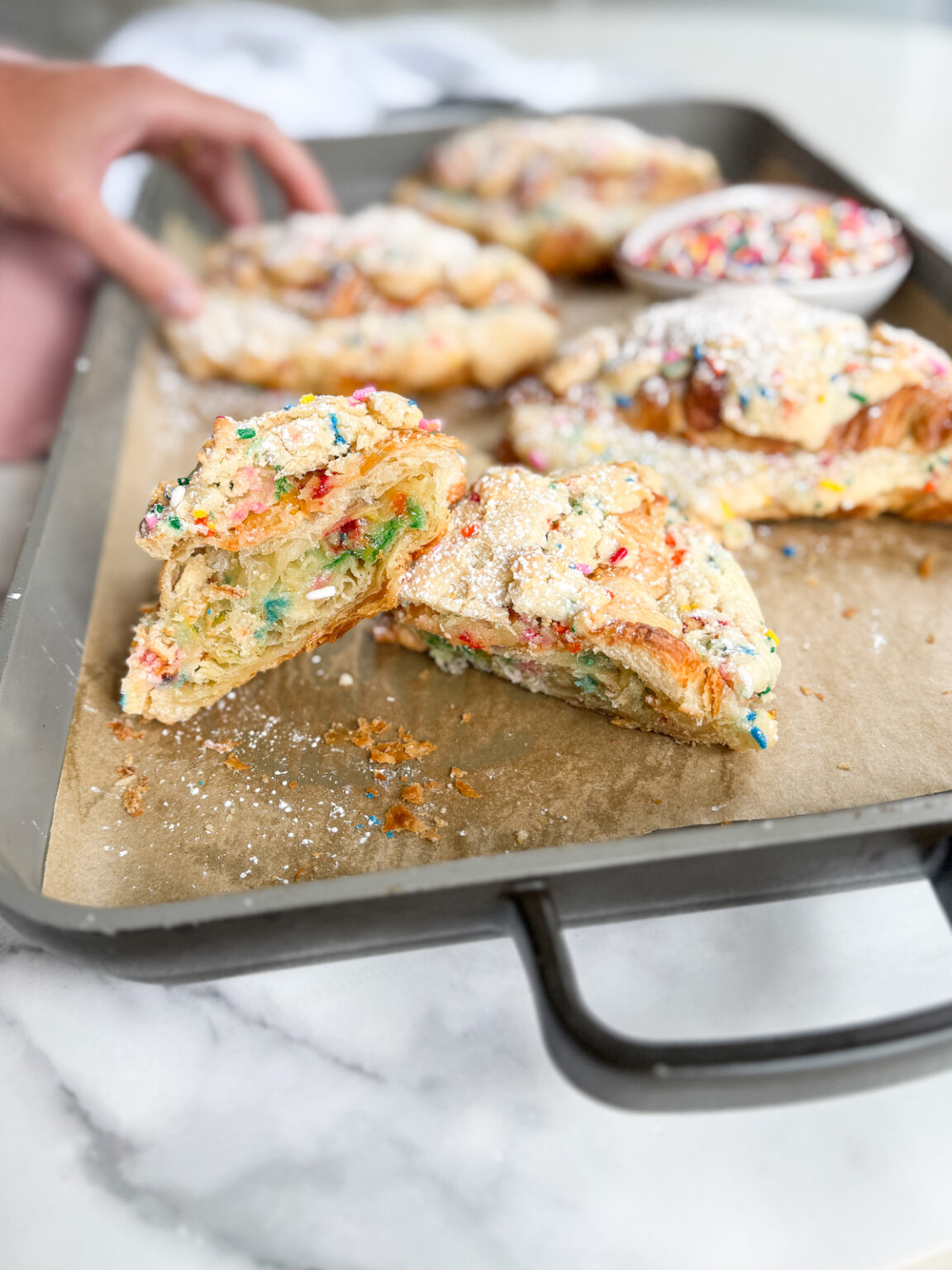 Funfetti Cookie Croissants (with Cake Box Mix) - Tasting Thyme